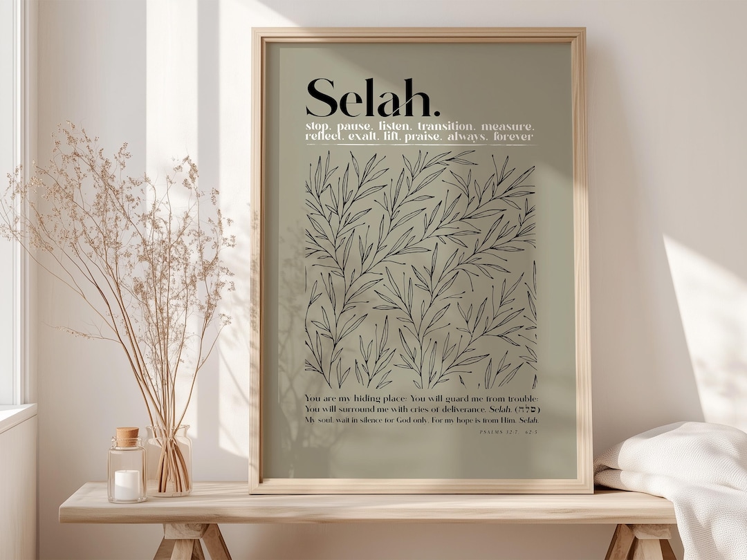 SELAH Wall Art, Selah HEBREW BIBLE Verse Wall Decor, Sage Green ...