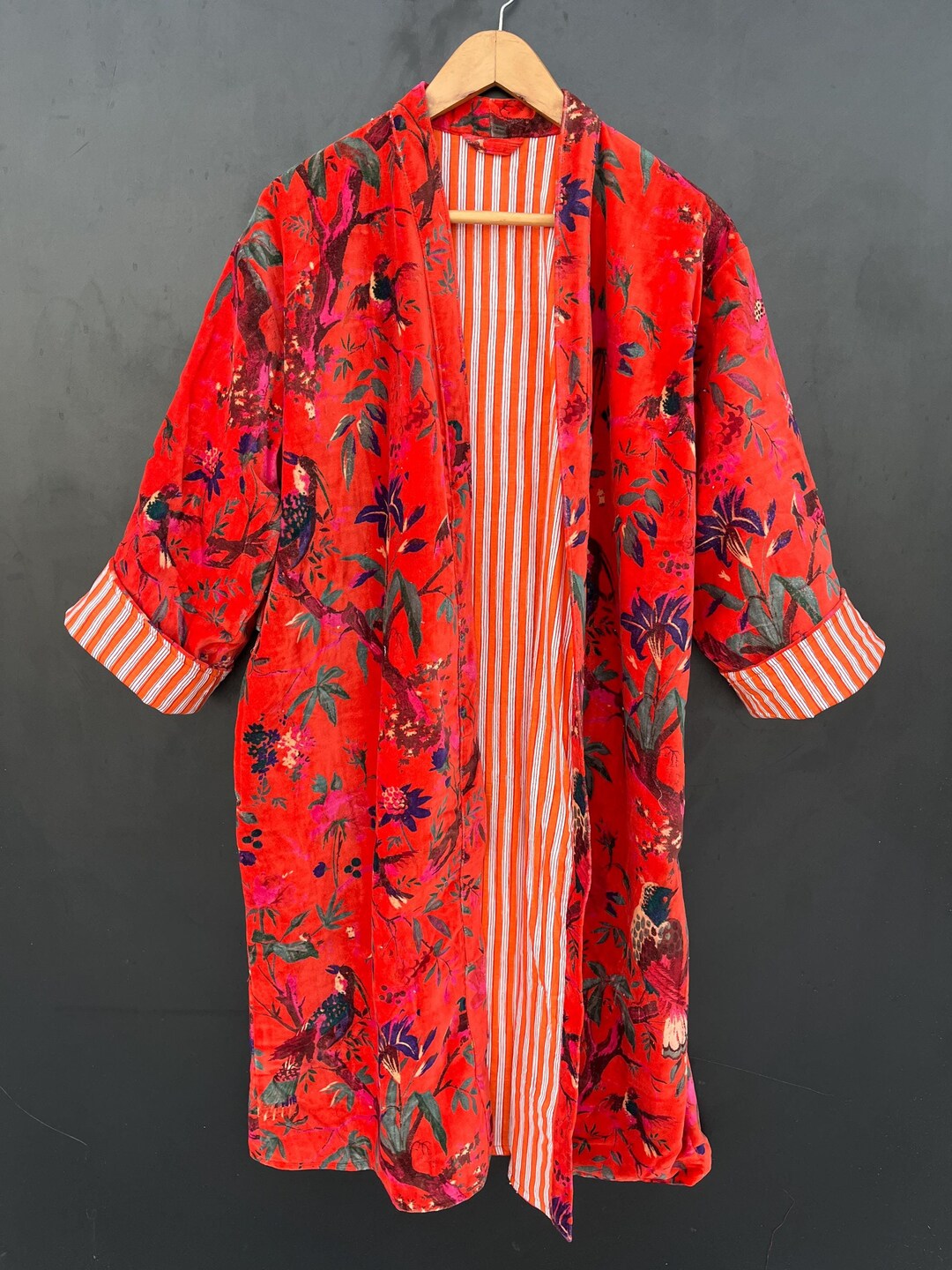 Velvet Kimono Robes, Morning Tea Velvet Coat, Bridesmaid Robe, Women ...