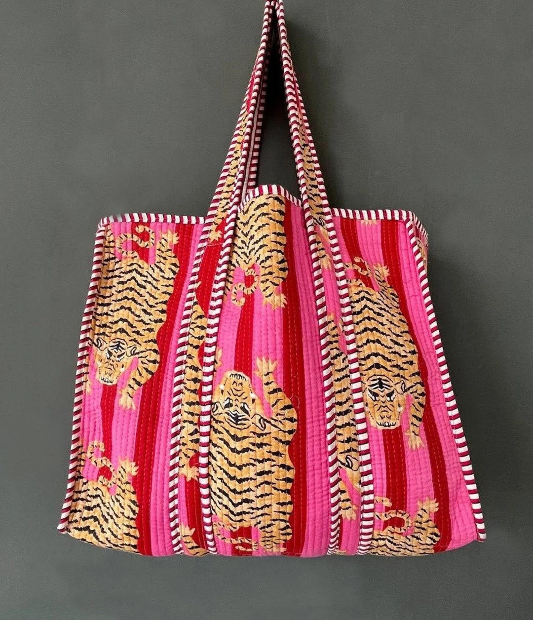 Tiger Print Cotton Tote Bag Eco Friendly Sustainable Sturdy Grocery ...