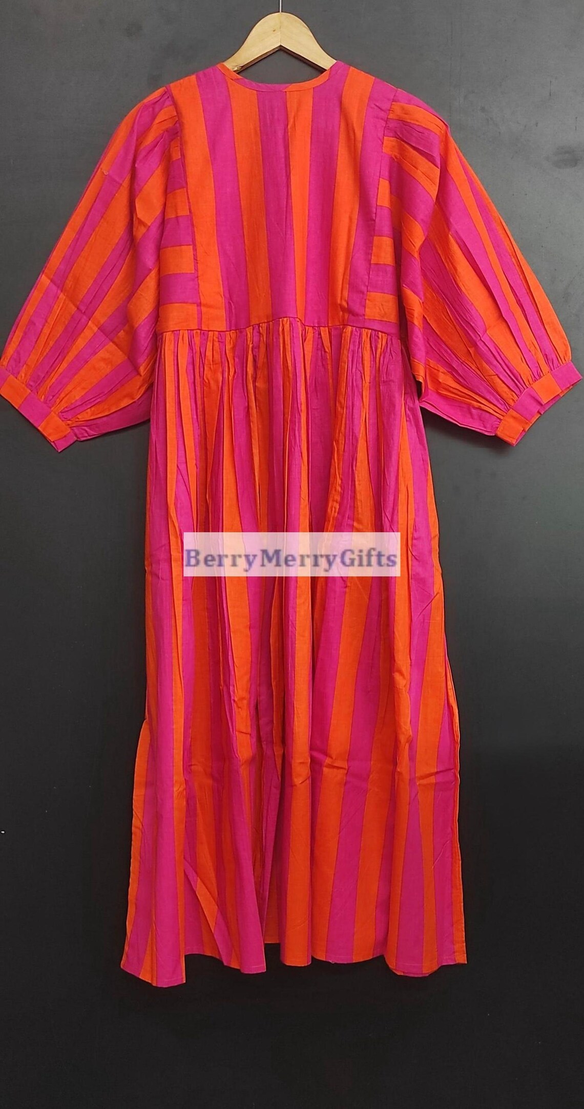 Striped Cotton Kyra Midi Dress: Block Print Summer Dress - Etsy UK