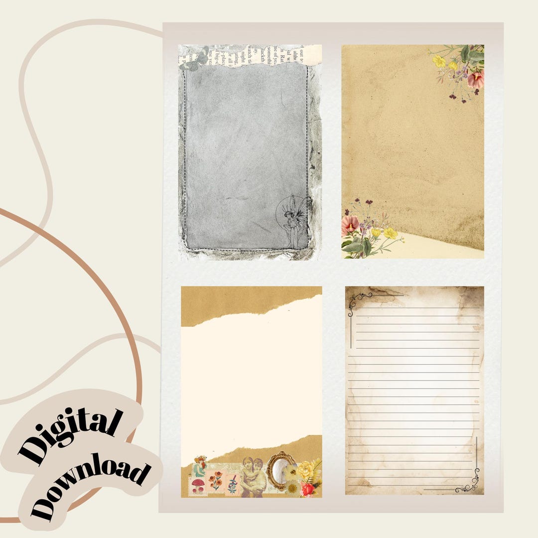 Vintage Printable Notepad, Digital Notepad, Pastel Notepad, Writing ...