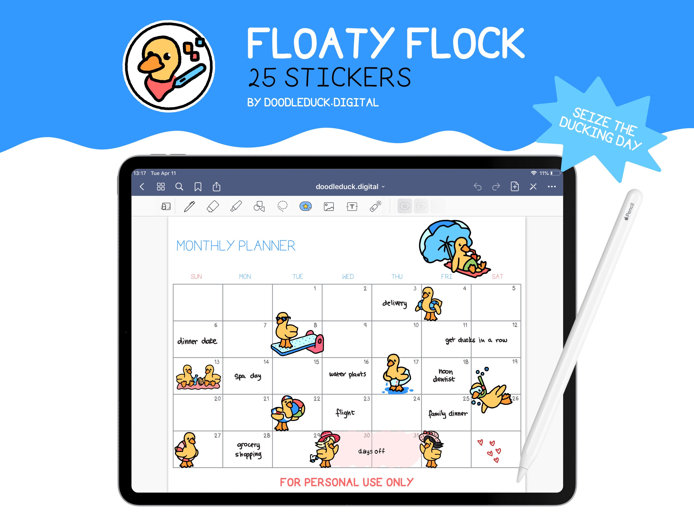 Floaty Flock Digital Stickers for Everyday Planning | Individual Pngs ...
