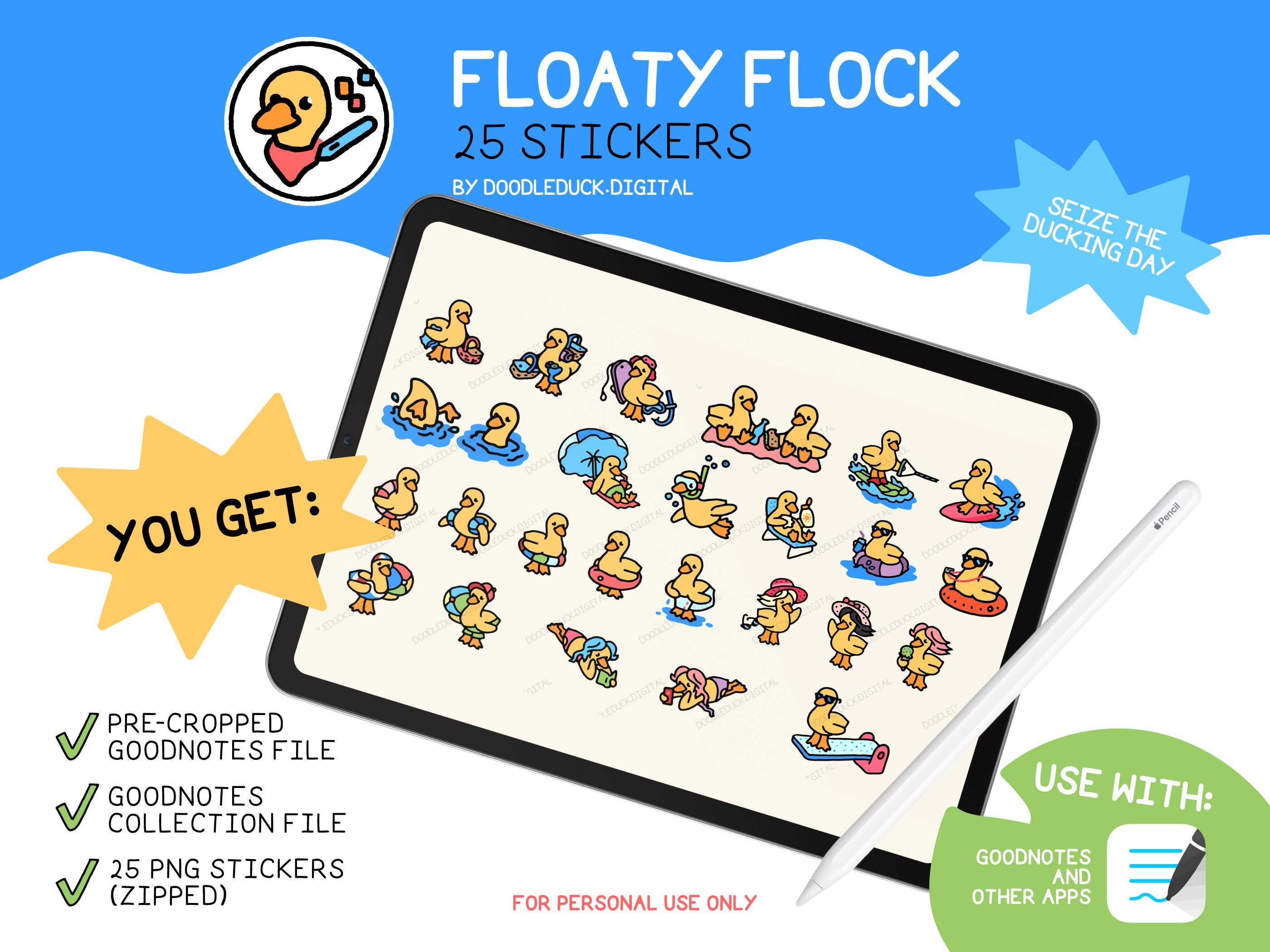 Floaty Flock Digital Stickers for Everyday Planning | Individual Pngs ...