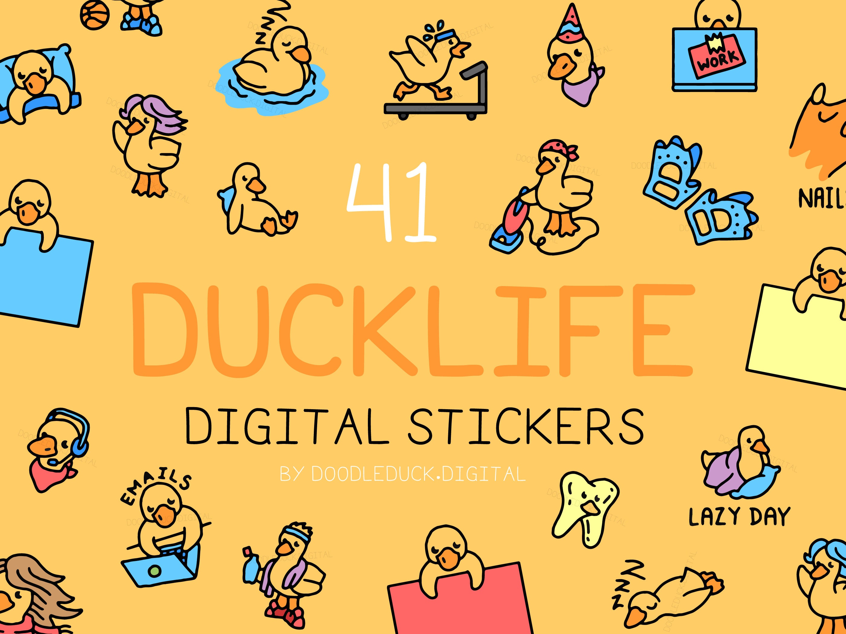 Cute Duck Digital Stickers Everyday Life Pre-cropped Goodnotes 5 Pngs ...