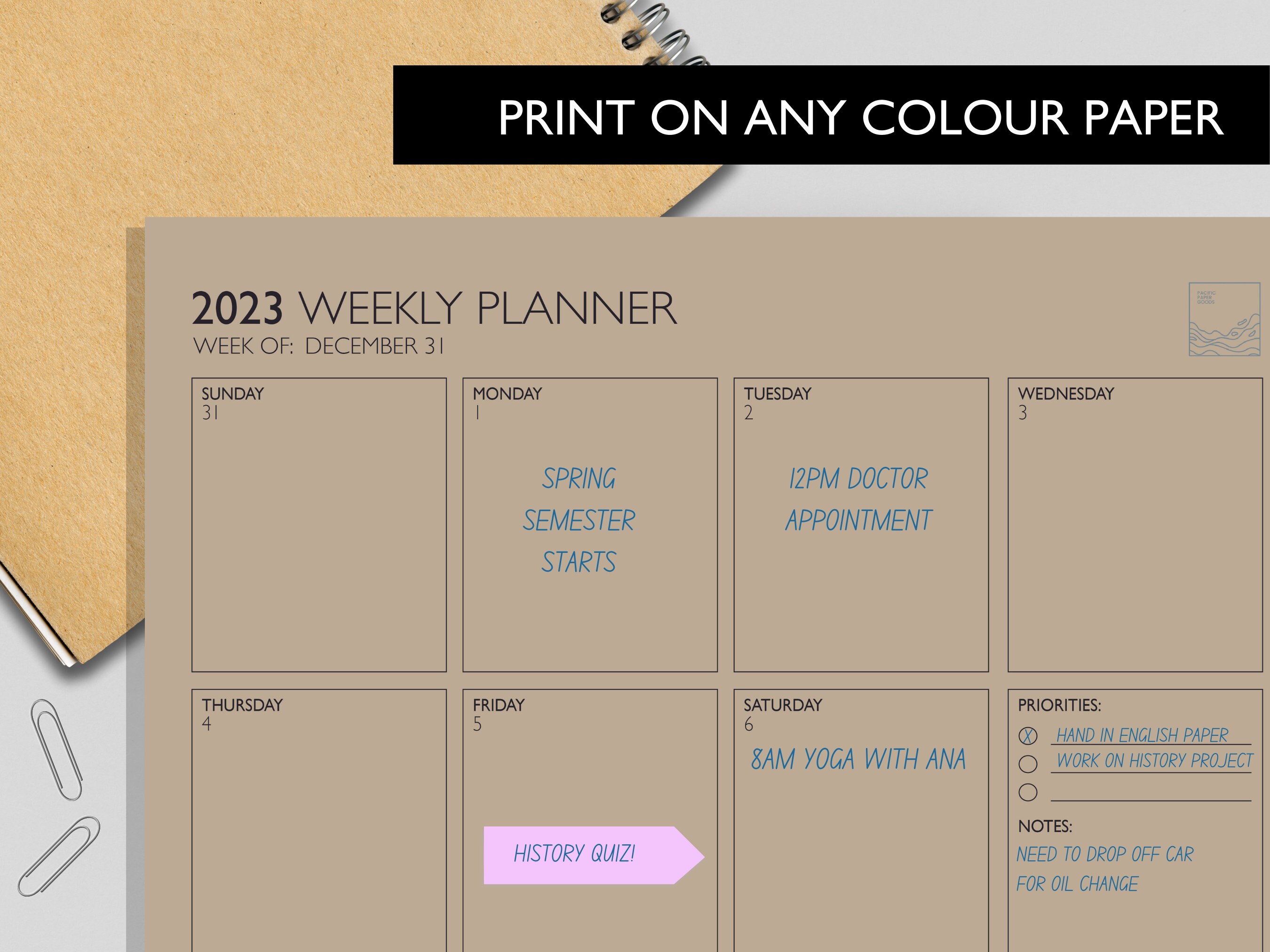2023 Weekly Calendar Printable 2023 Weekly Planner - Etsy