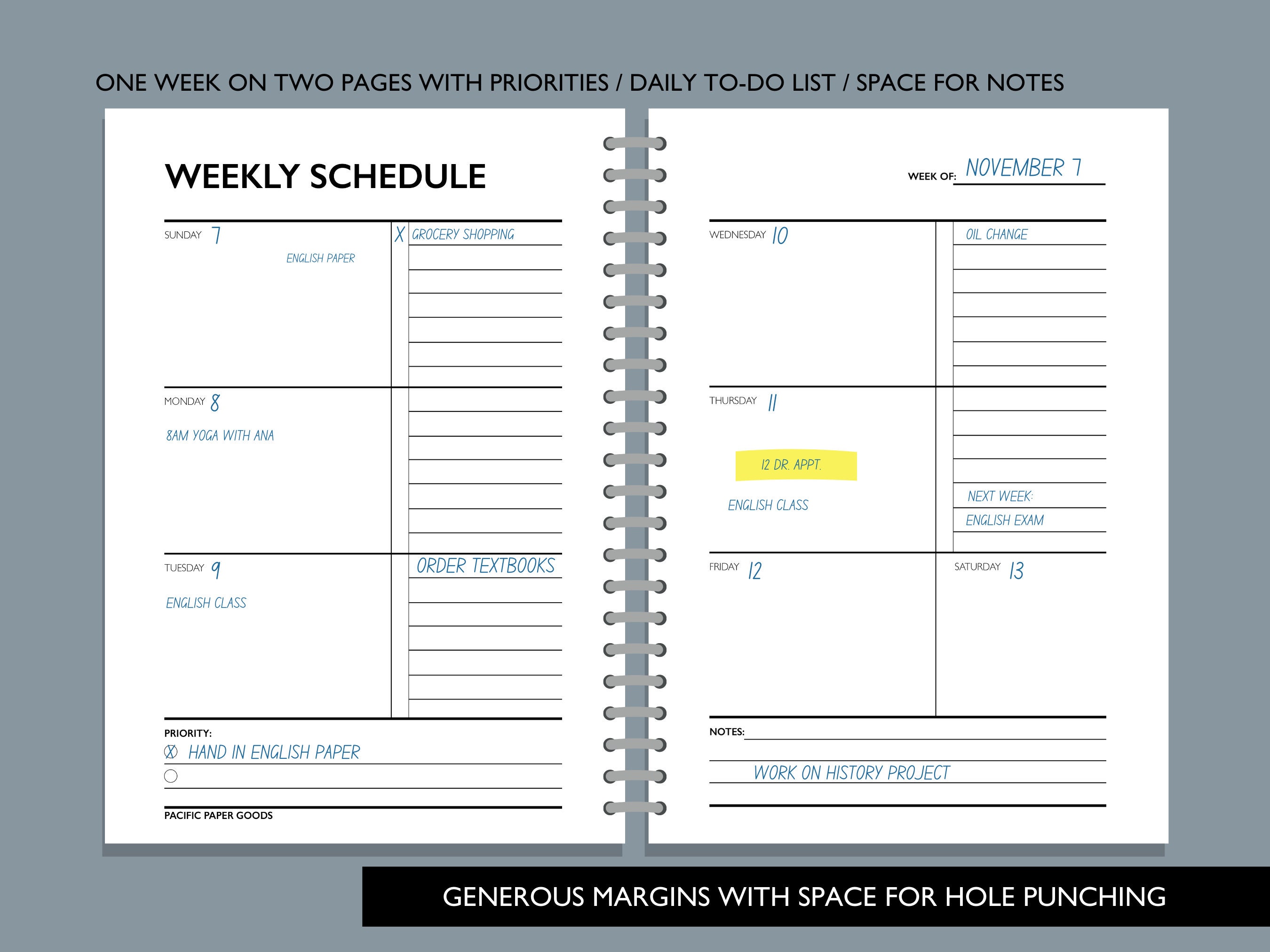 Weekly Schedule Printable Blank Weekly Planner Minimalist Planner ...