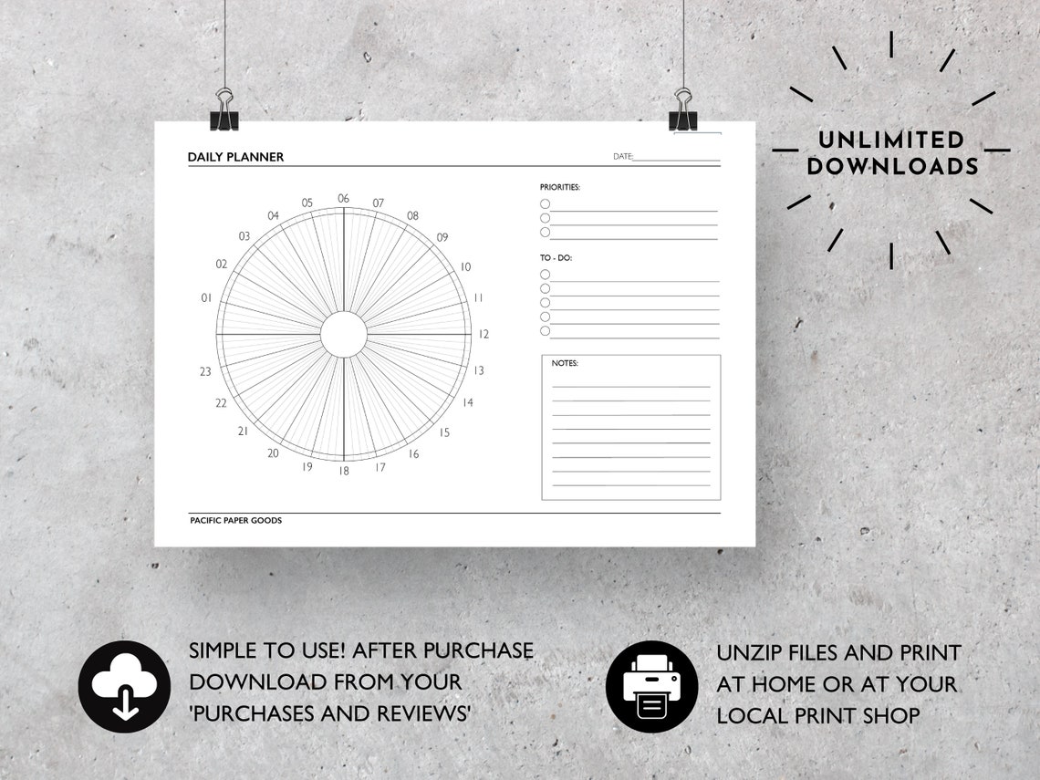 Daily Circle Planner Printable | Blank Dated Planner | Minimalist ...