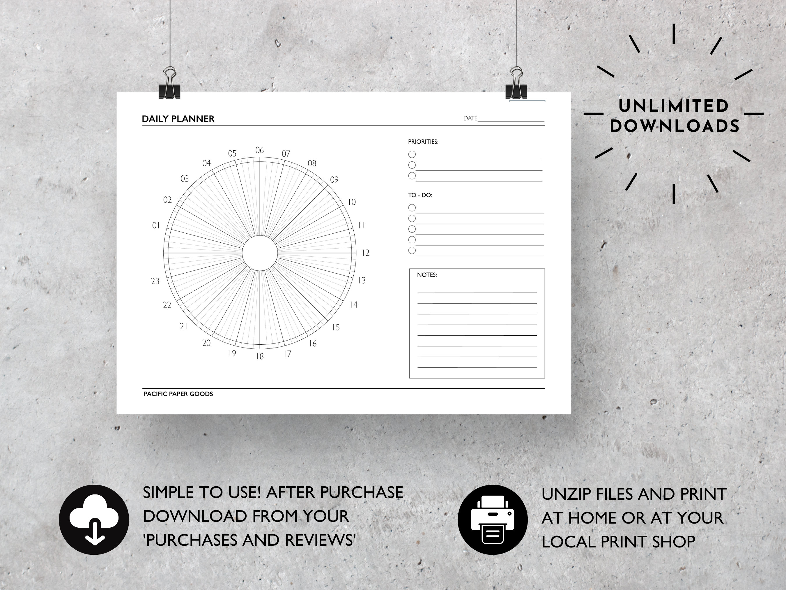 Daily Circle Planner Printable | Blank Dated Planner | Minimalist ...