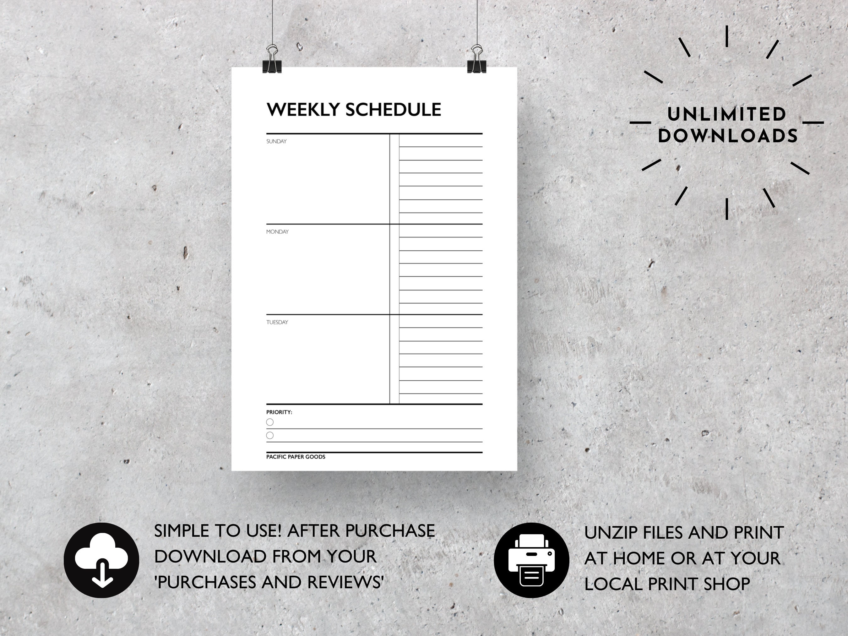 Weekly Schedule Printable Blank Weekly Planner Minimalist Planner ...