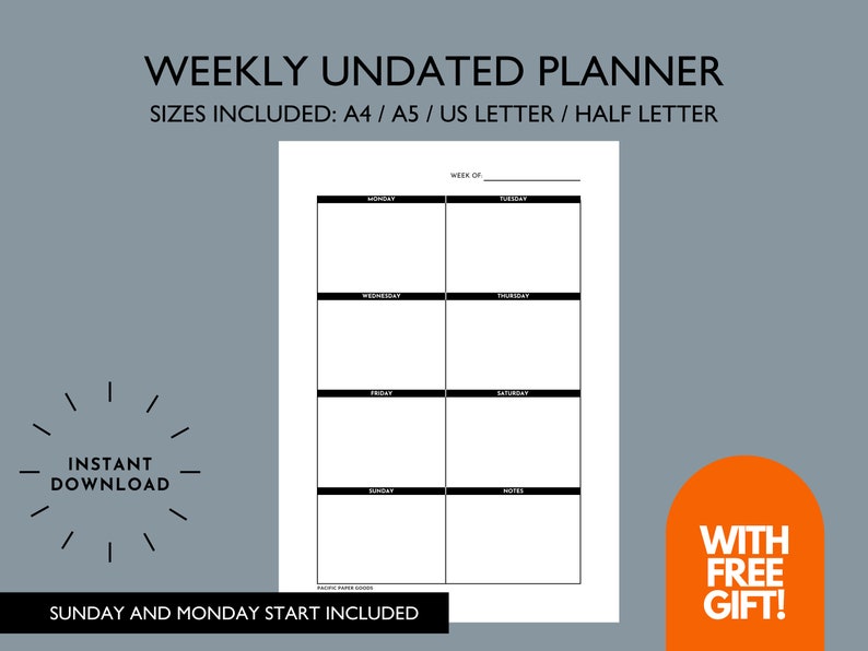 Weekly Planner Printable | Blank Weekly Planner | Minimalist Planner ...