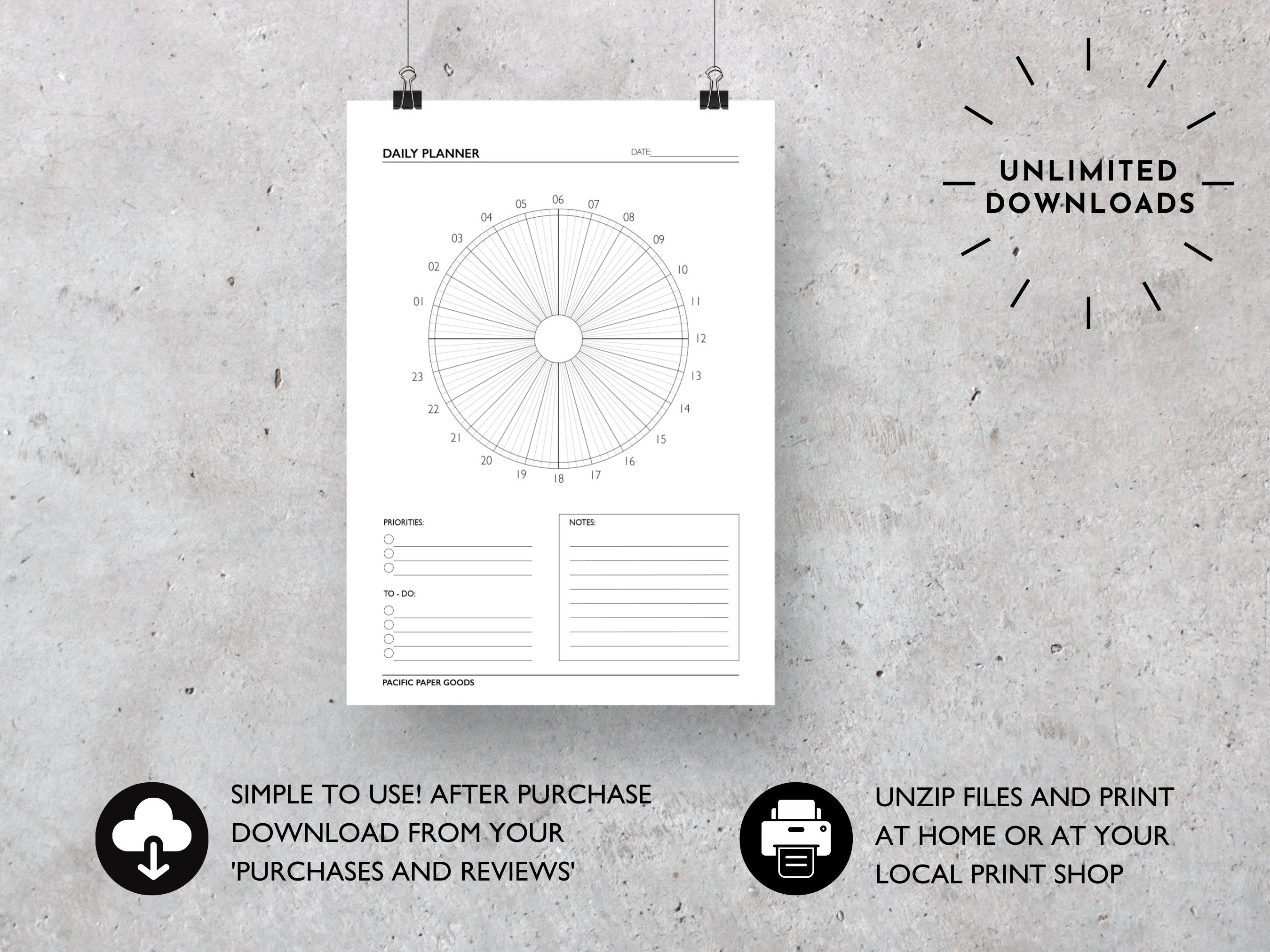 Daily Circle Planner Printable | Blank Dated Planner | Minimalist ...