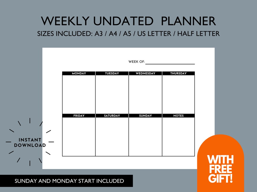 Weekly Planner Printable | Blank Weekly Planner | Minimalist Planner ...