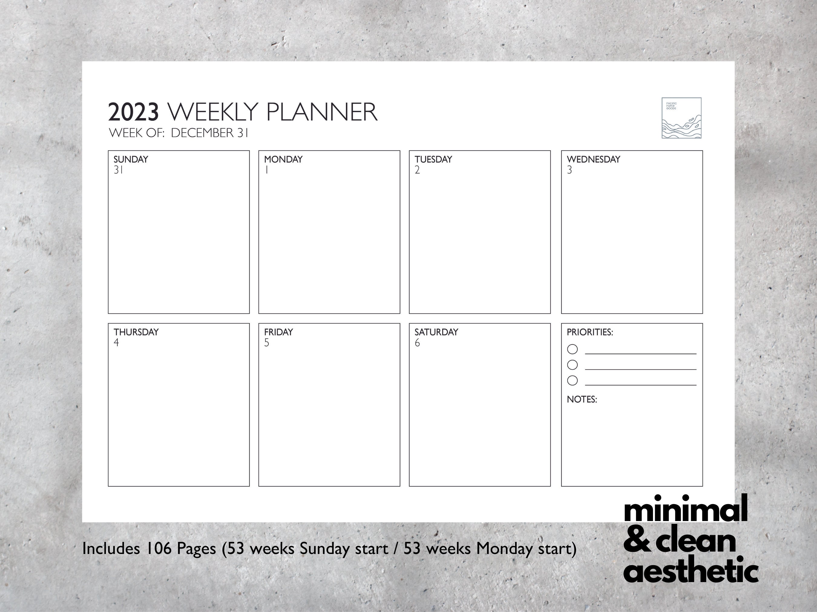 2023 Weekly Calendar Printable 2023 Weekly Planner - Etsy