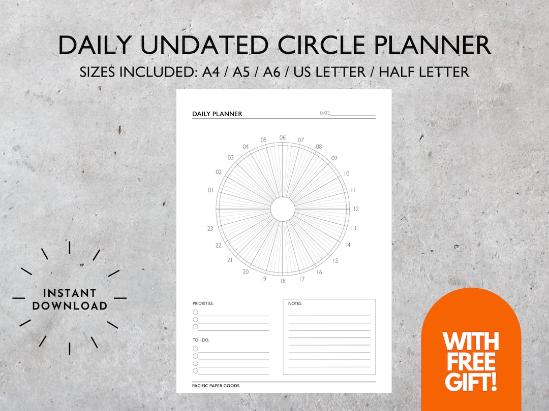 Daily Circle Planner Printable | Blank Dated Planner | Minimalist ...