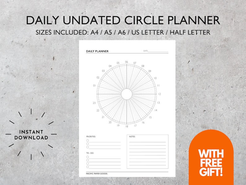 Daily Circle Planner Printable | Blank Dated Planner | Minimalist ...