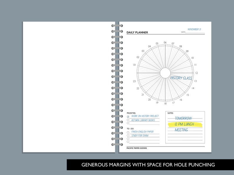Daily Circle Planner Printable | Blank Dated Planner | Minimalist ...
