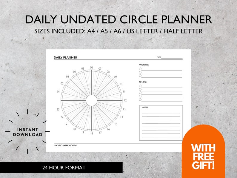 Daily Circle Planner Printable | Blank Dated Planner | Minimalist ...