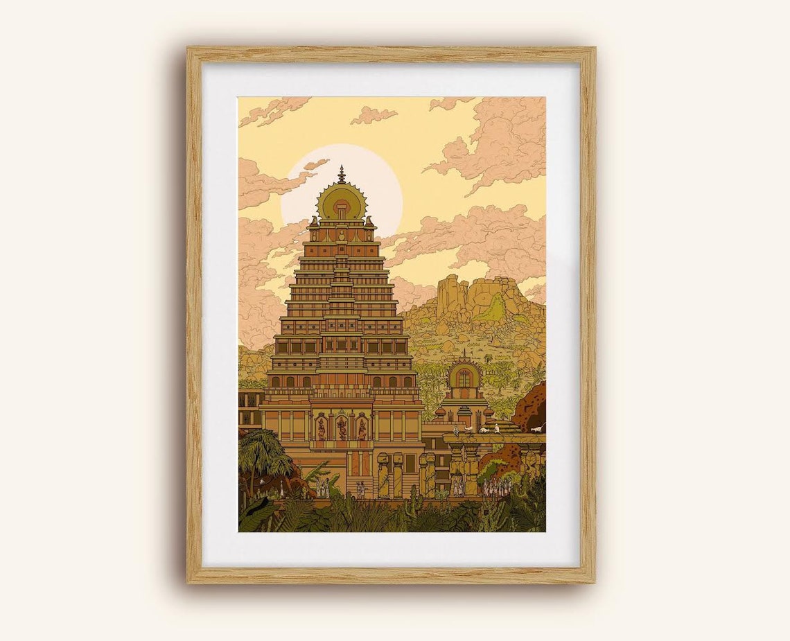 Hampi - Art Print - India - Karnataka - Ancient Monument - Sunset ...