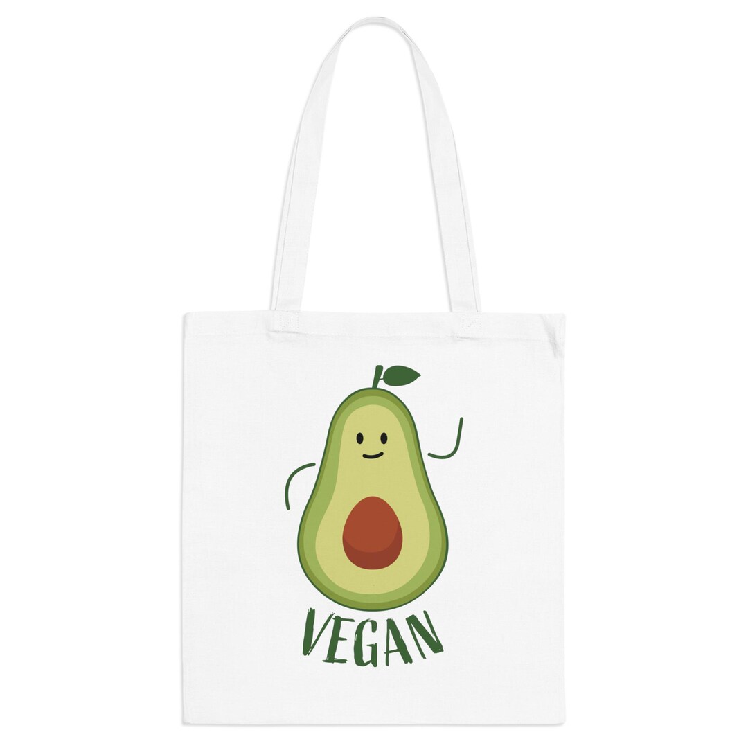 Cute Avocado Vegan Tote Bag | Plant-based Shopper, Eco Grocery Tote - Etsy