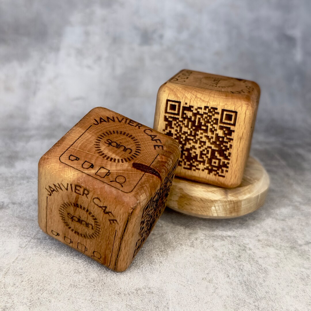 Custom Wooden Cube QR Code Sign Contactless QR Menu for - Etsy