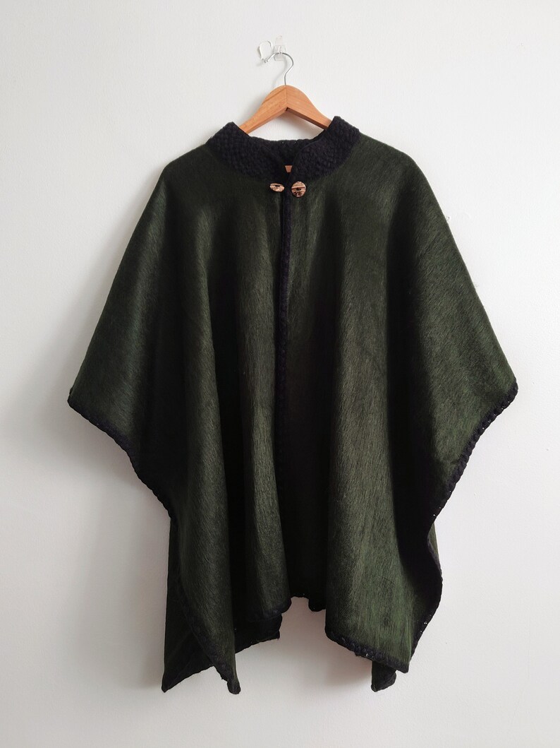 Green Poncho Unisex Poncho, Peru Poncho, Ecuadorian Poncho, Alpaca ...