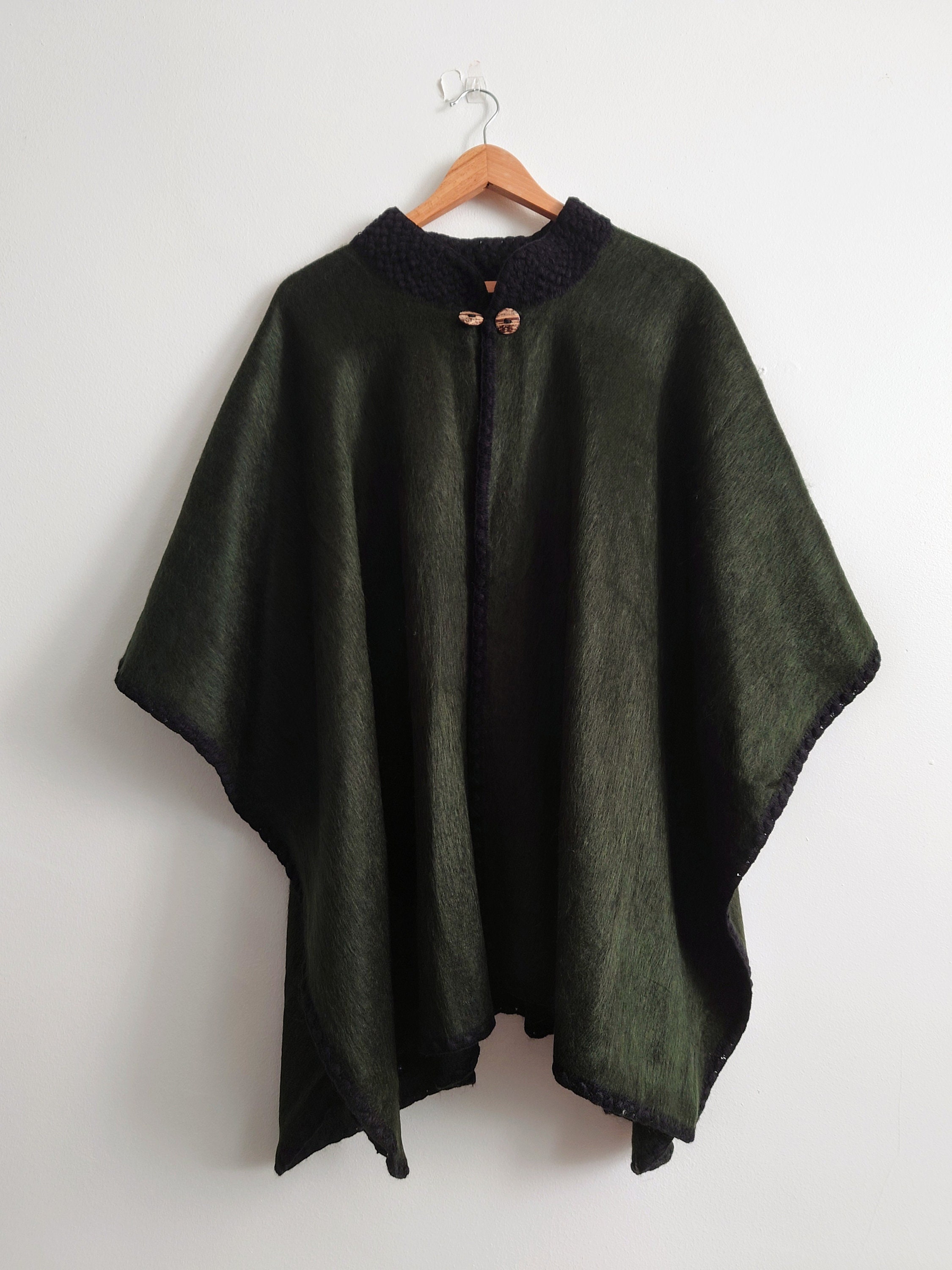 Green Poncho Unisex Poncho, Peru Poncho, Ecuadorian Poncho, Alpaca ...
