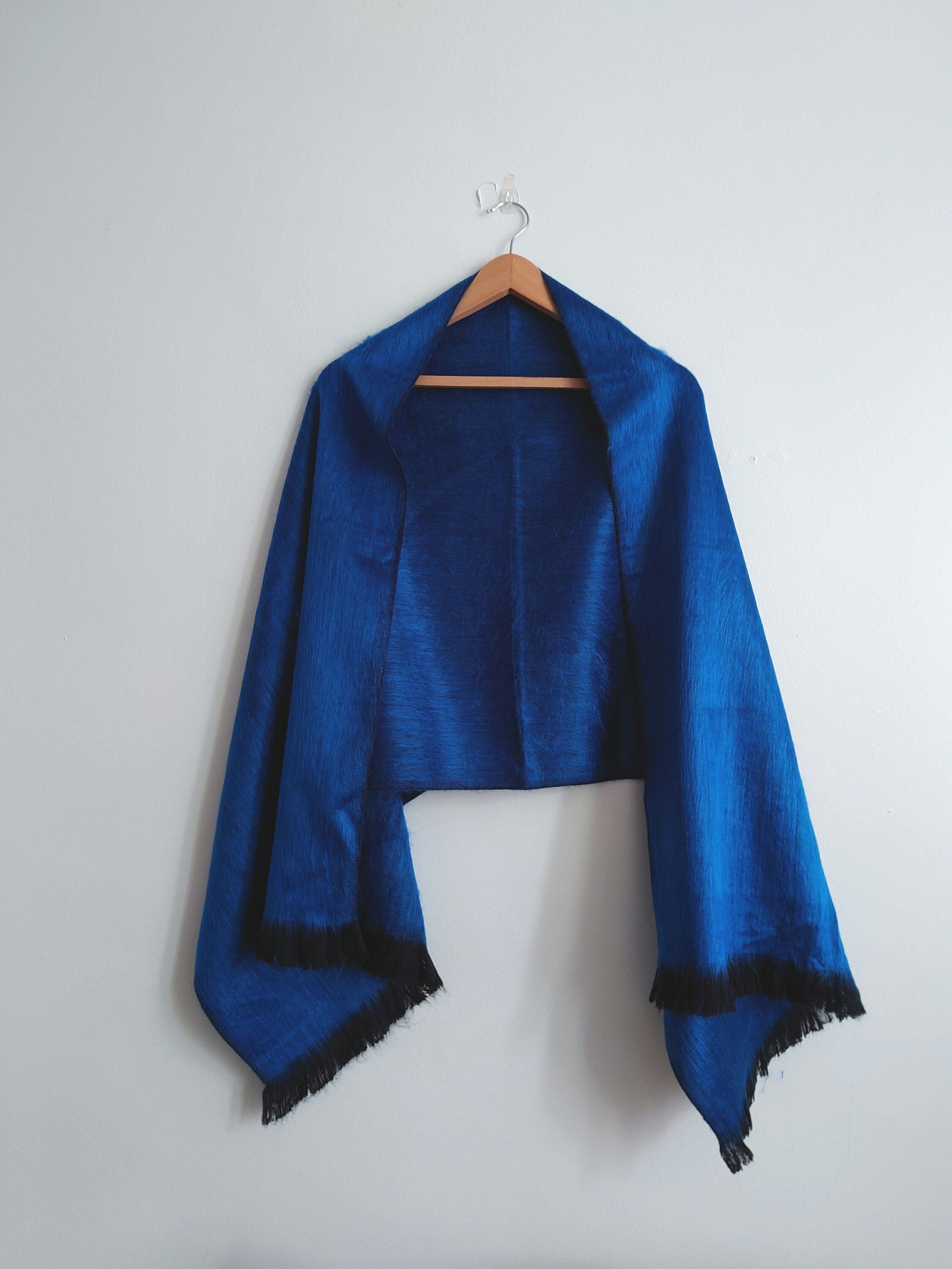 Alpaca Scarf Blue Thin Wool Scarf Alpaca Boiled Wool Luxury Scarf ...