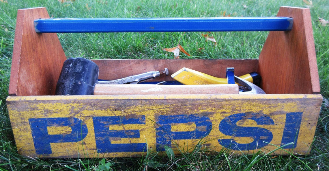 Vintage Handmade Pepsi Crate Toolbox With a Hockey Stick Handle - Etsy