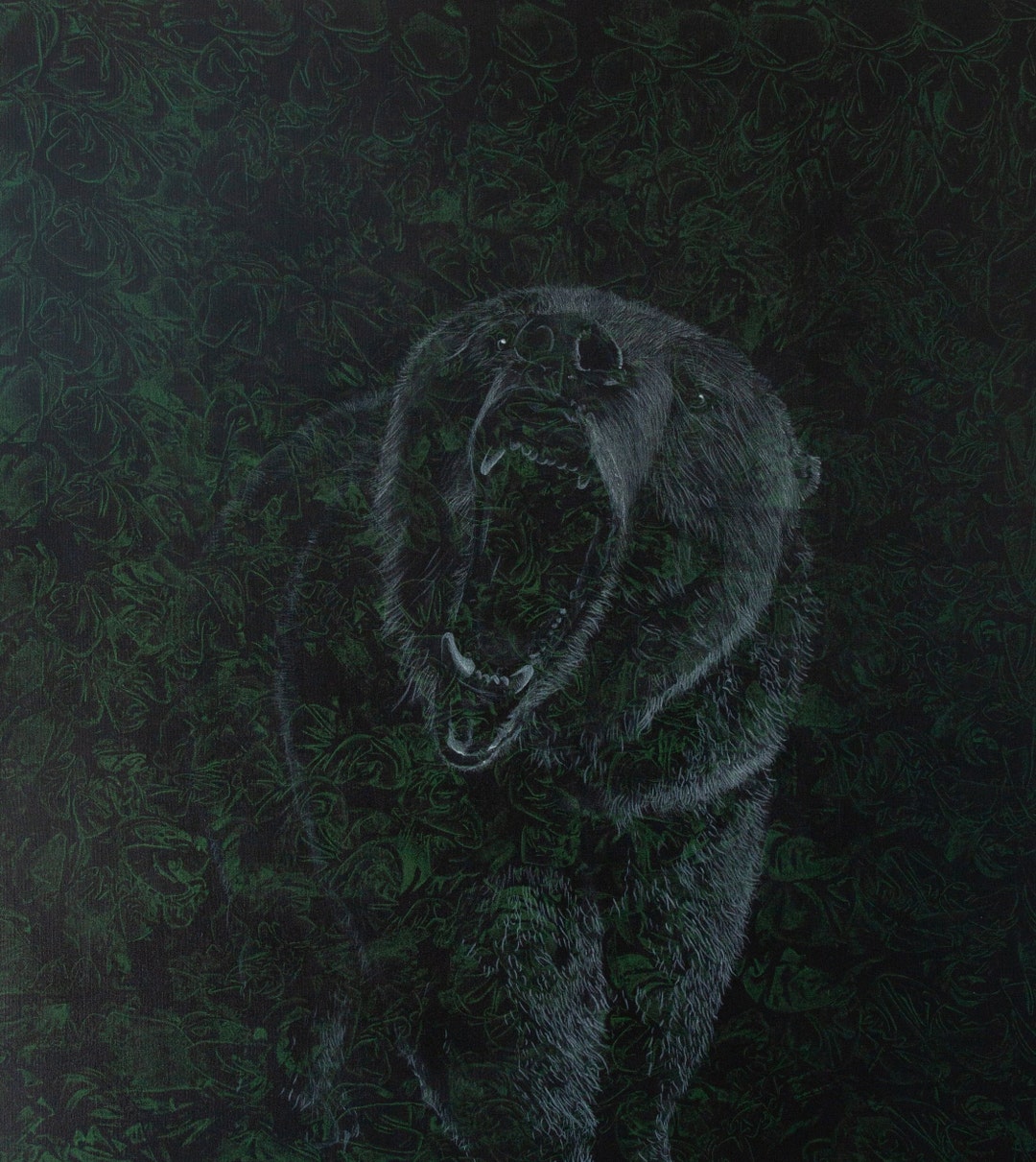 Original Bear Oil Painting, Phosphor Oil Painting Canvas, Large Art on ...