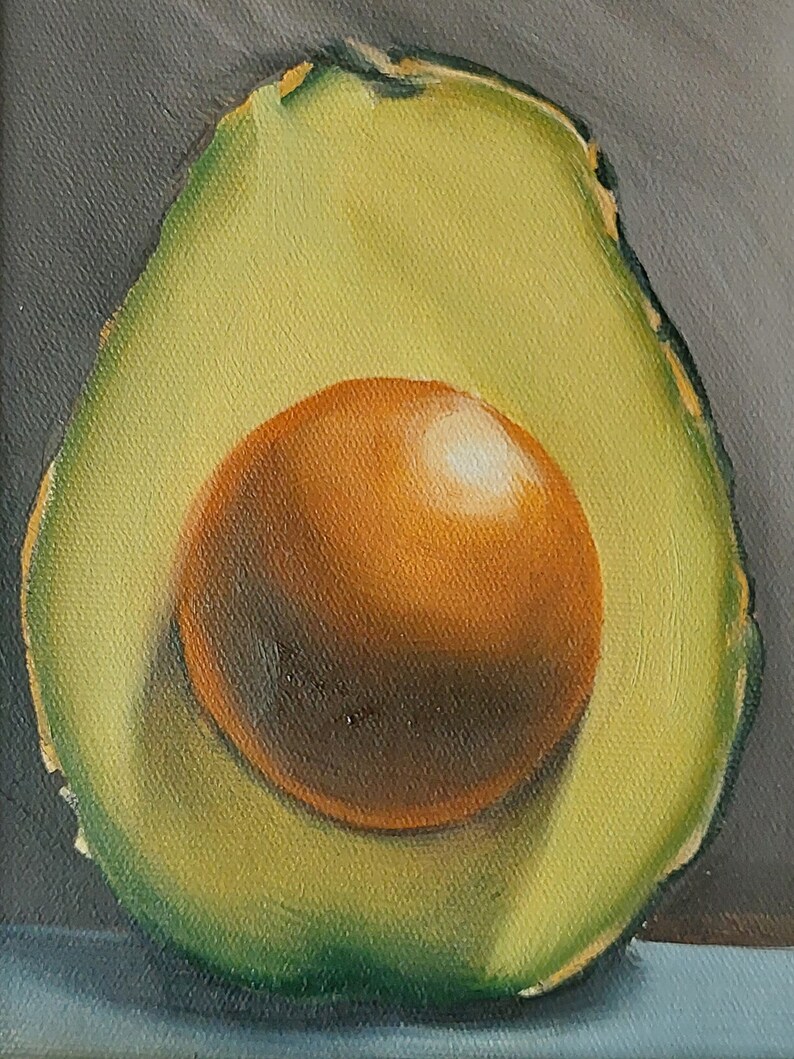 Original Avocado Oil Painting: Gold Framed Kitchen Wall Art (8x10 Inch ...