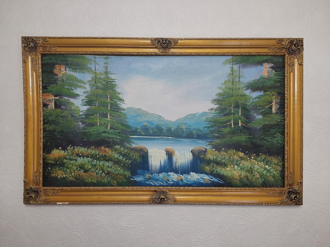 Original Landscape Painting, Antique Frame, Large Canvas Art, Antique ...