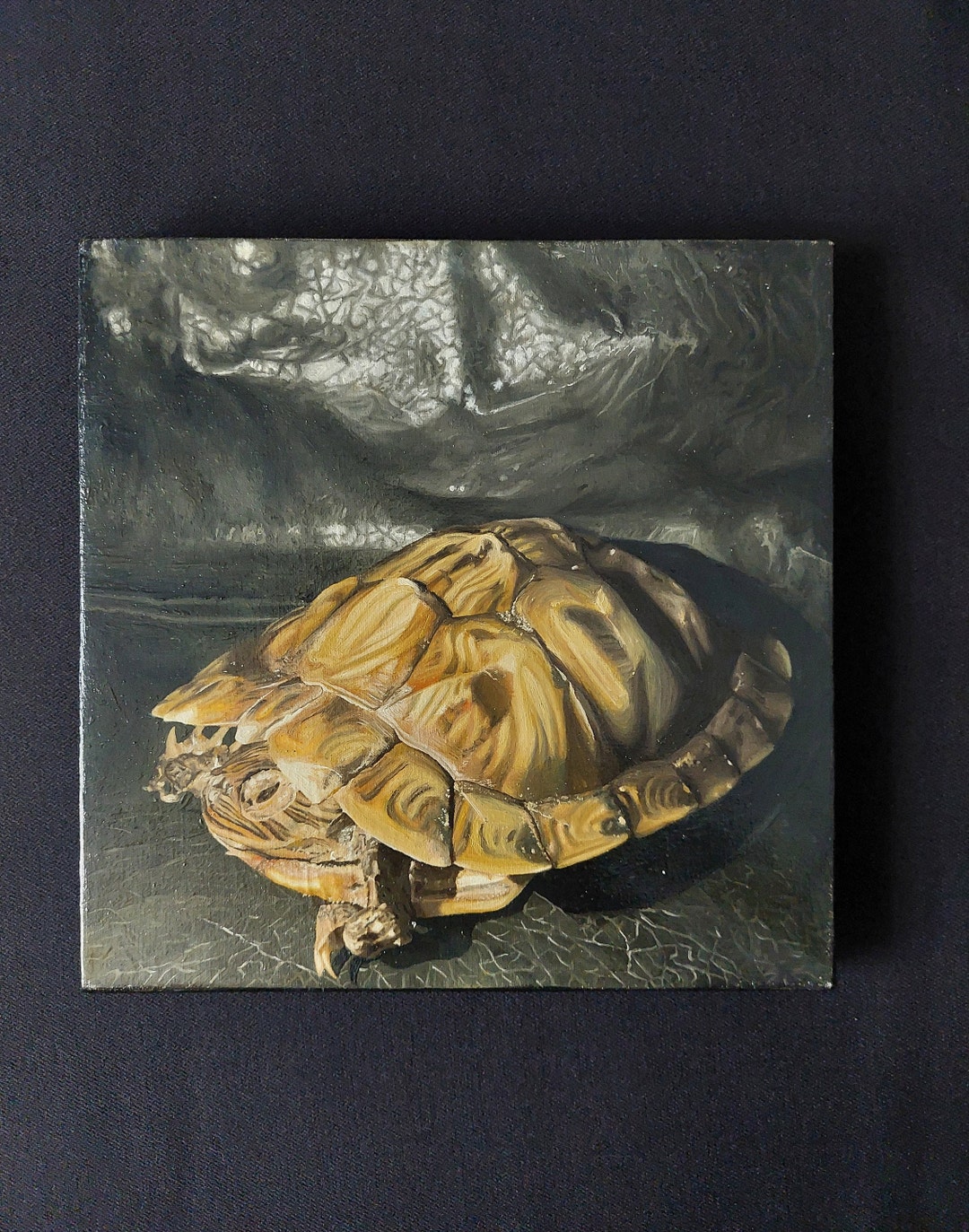 Original Dead Turtle Oil Painting, Pet Portrait, Small Canvas Art, Wall ...
