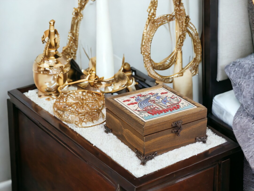Renaissance Tile Wooden Jewelry Box With Luxe Velvet Interior - Etsy