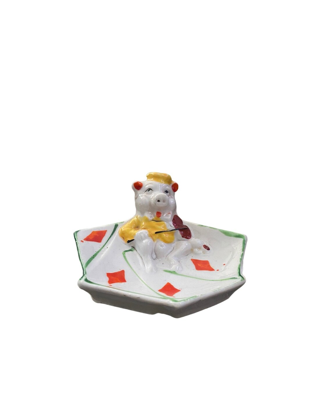 Vintage Playing Card Trinket Dish or Ashtray With Pig Playing Fiddle - Etsy