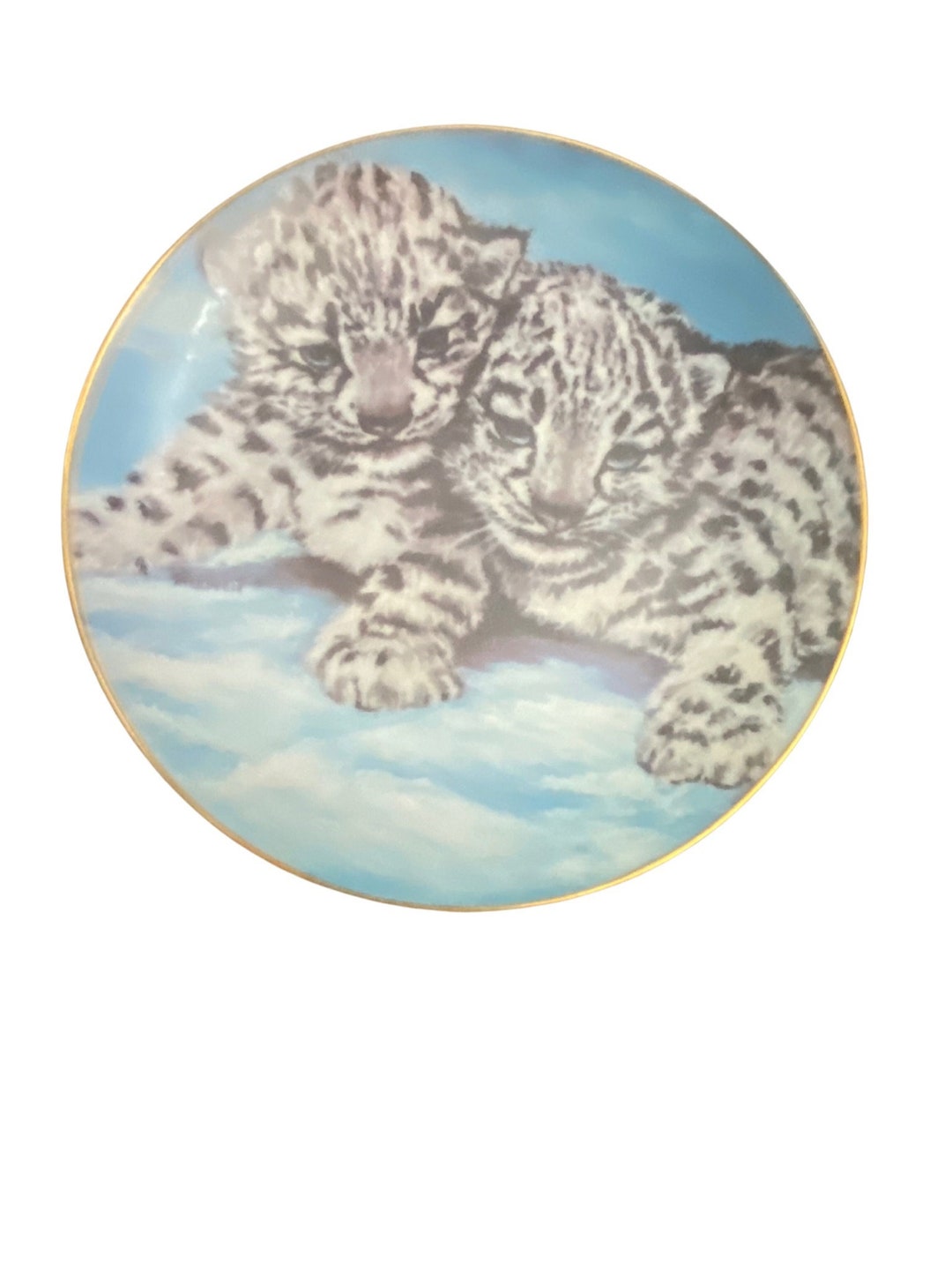 Vintage Hackett Collectible Plate snow Leopards by Violet Parkhurst - Etsy
