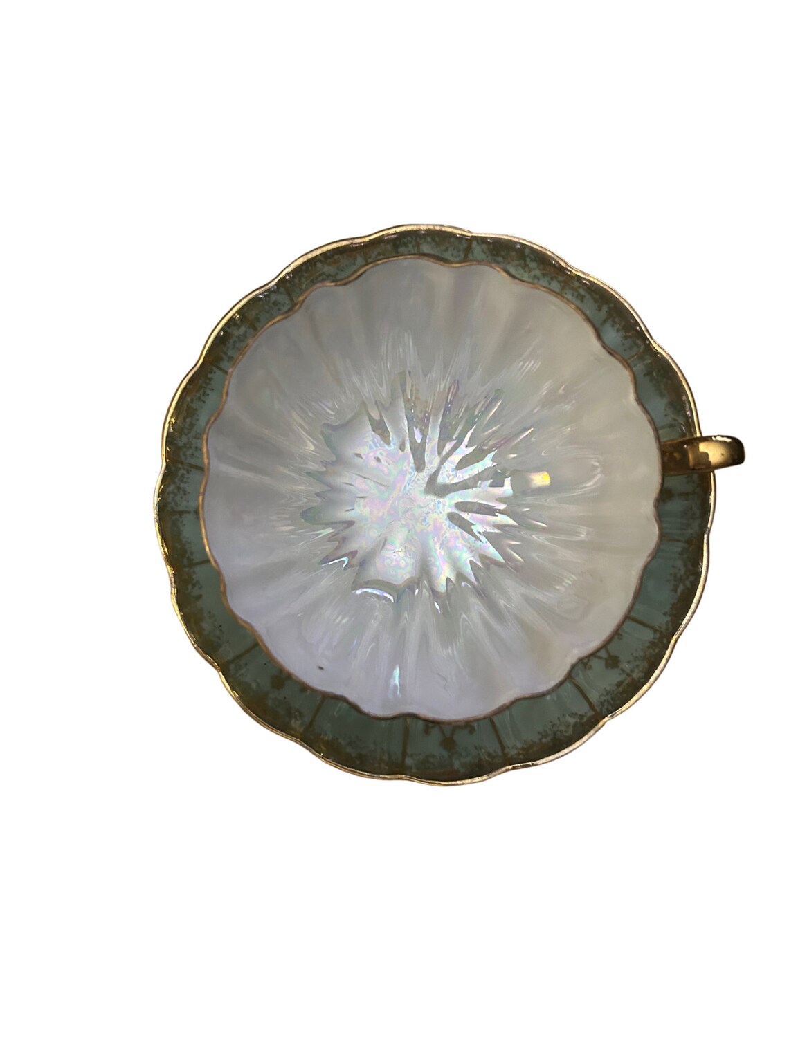 Vintage Green Shafford Teacup and Saucer With Gold Accents - Etsy