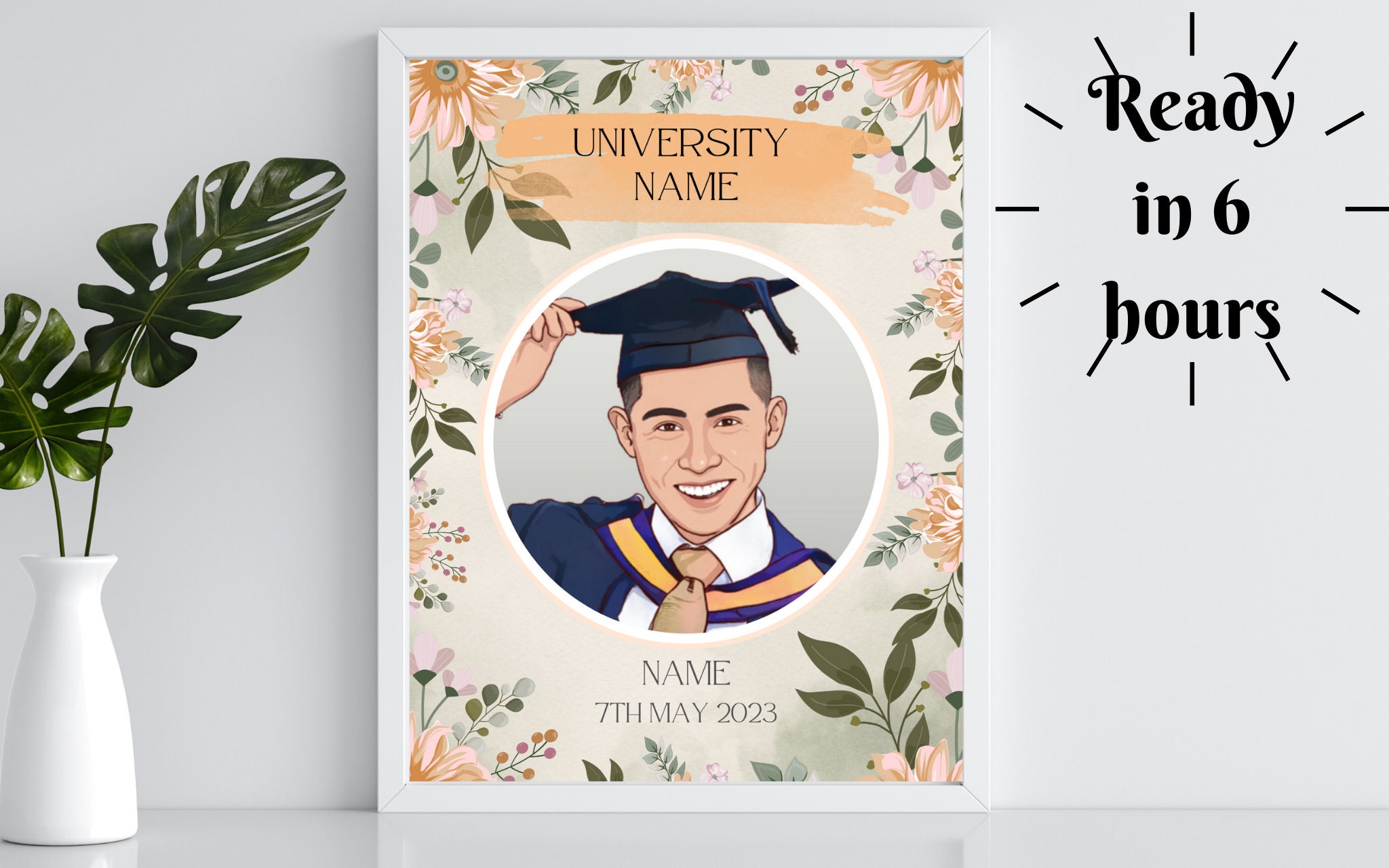 Custom Graduation Portrait Drawing, Unique Digital Graduation Artwork ...