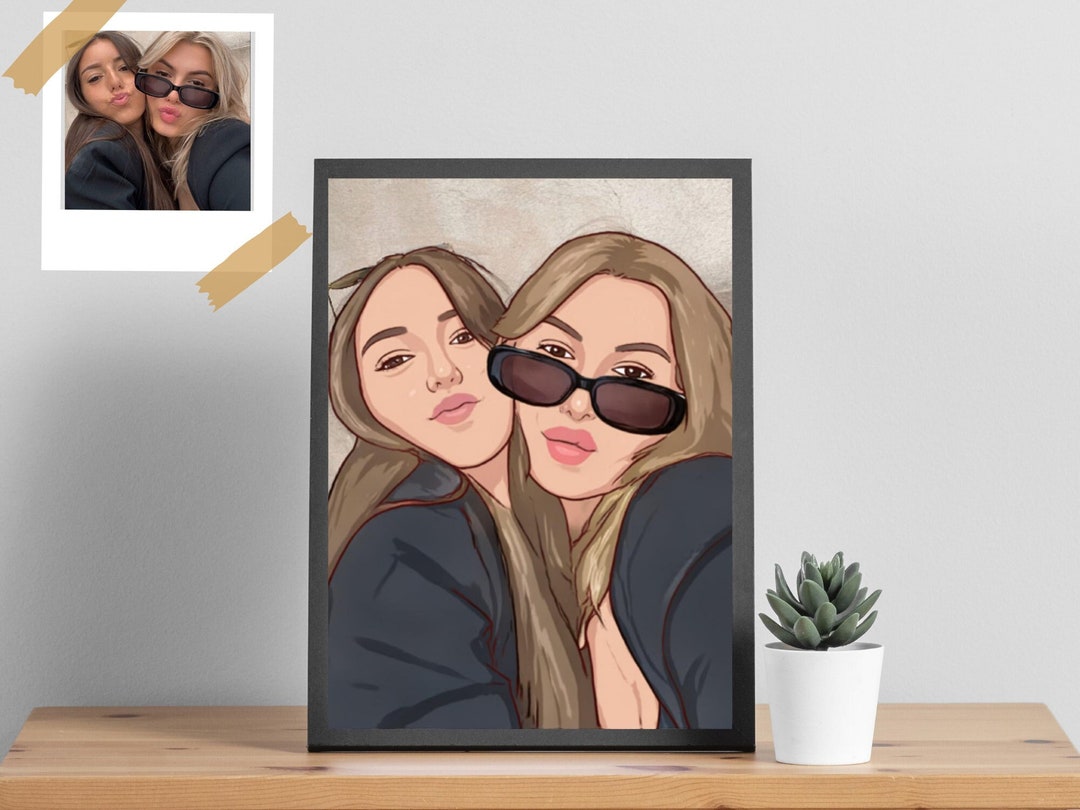 Best Friend Portrait, Bestie Print, Best Friend Drawing, Bestie Cute ...