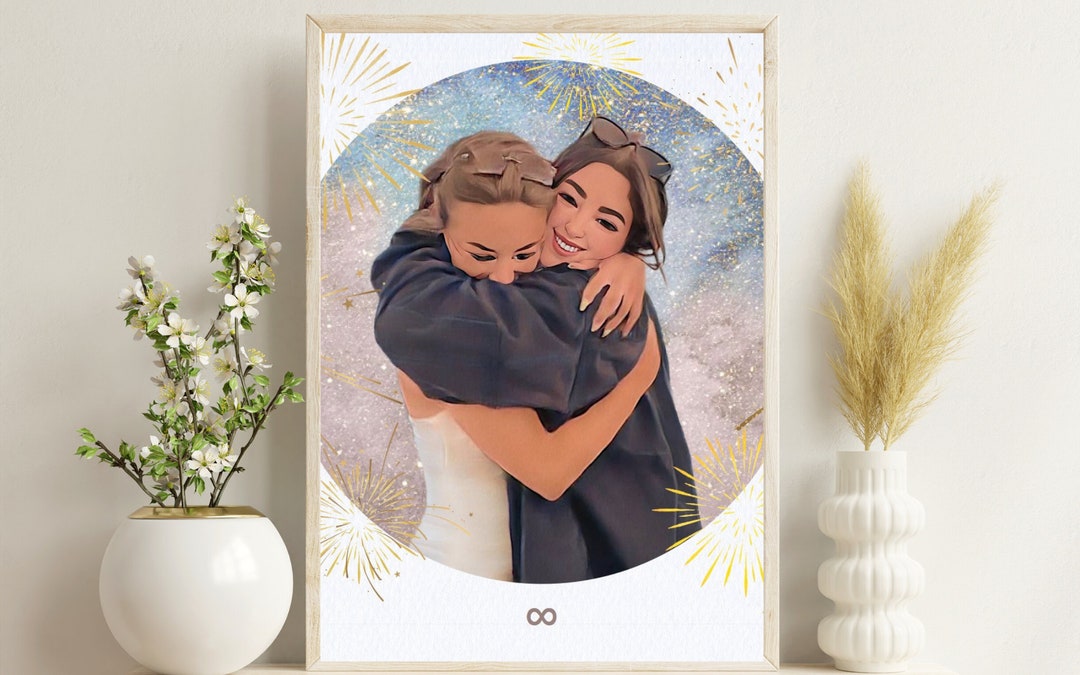 Best Friend Portrait, Bestie Print, Best Friend Drawing, Bestie Cute ...