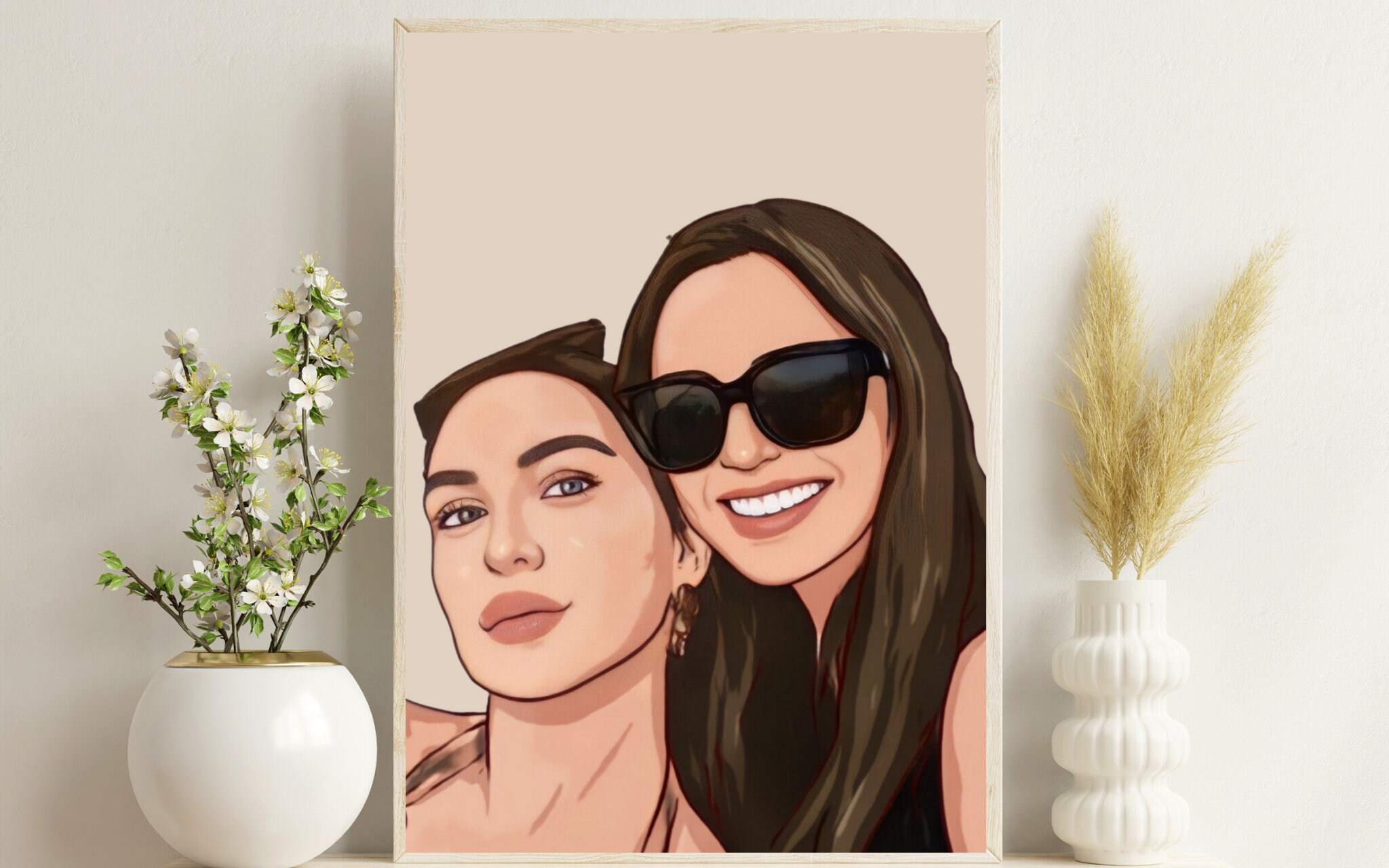 Best Friend Portrait, Bestie Print, Best Friend Drawing, Bestie Cute ...