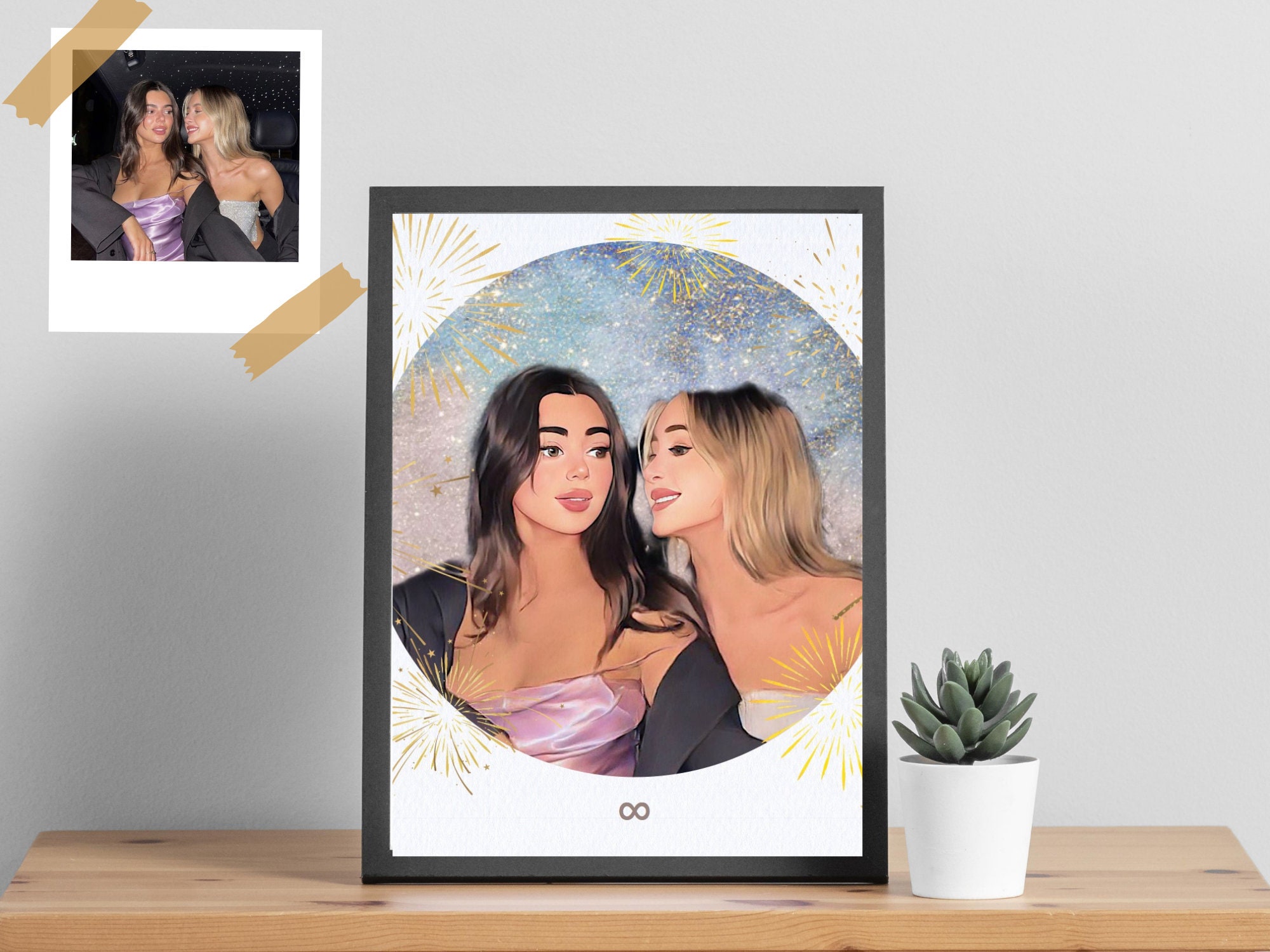 Best Friend Portrait, Bestie Print, Best Friend Drawing, Bestie Cute ...