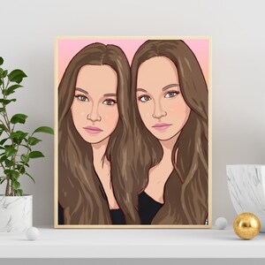Best Friend Portrait, Bestie Print, Best Friend Drawing, Bestie Cute ...