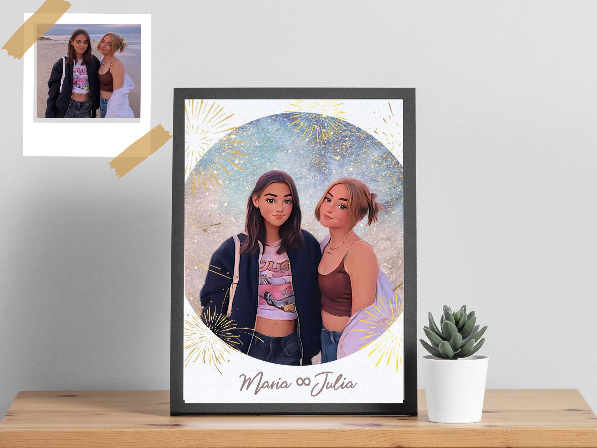 Best Friend Portrait, Bestie Print, Best Friend Drawing, Bestie Cute ...