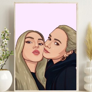 Best Friend Portrait, Bestie Print, Best Friend Drawing, Bestie Cute ...