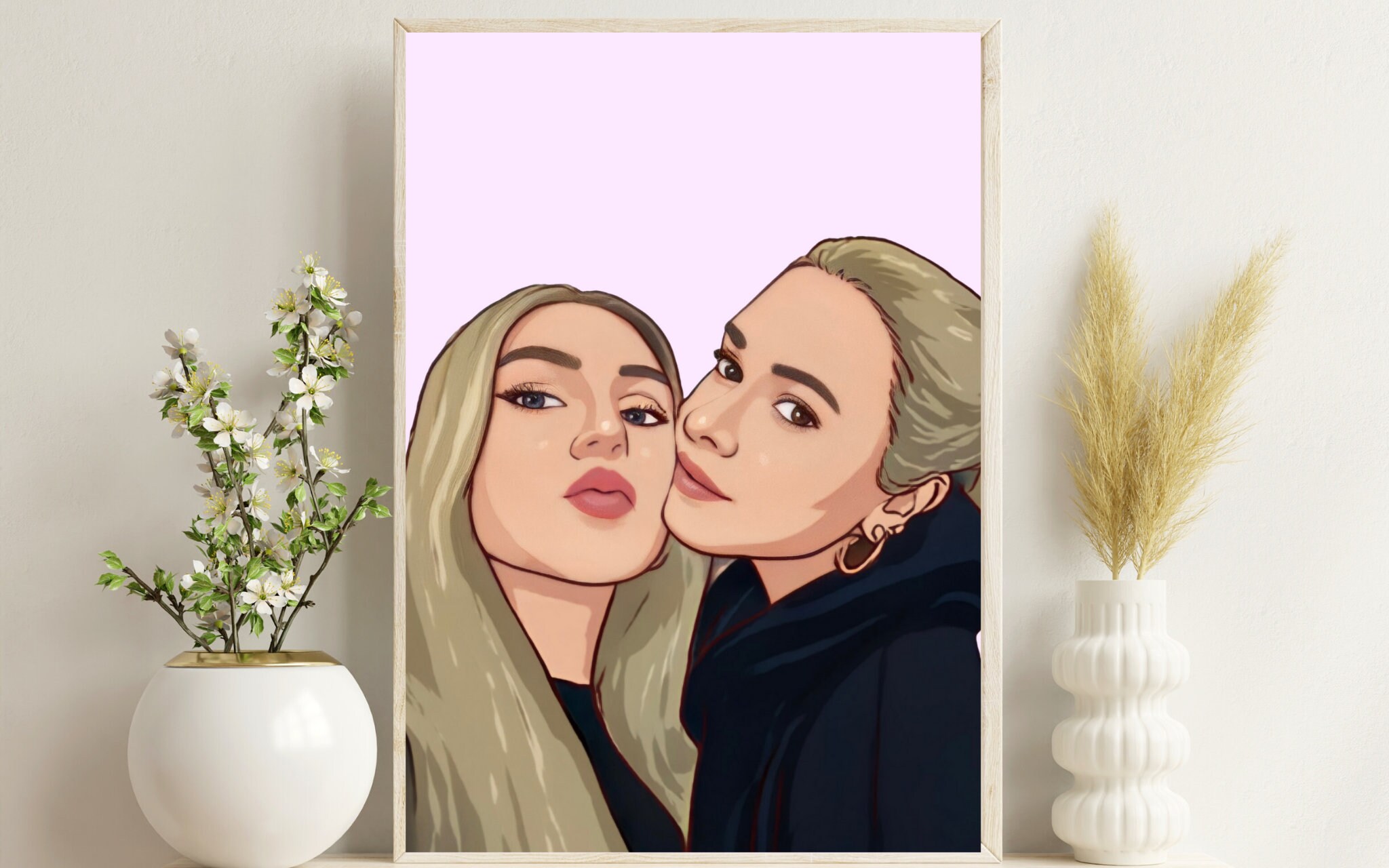 Best Friend Portrait, Bestie Print, Best Friend Drawing, Bestie Cute ...