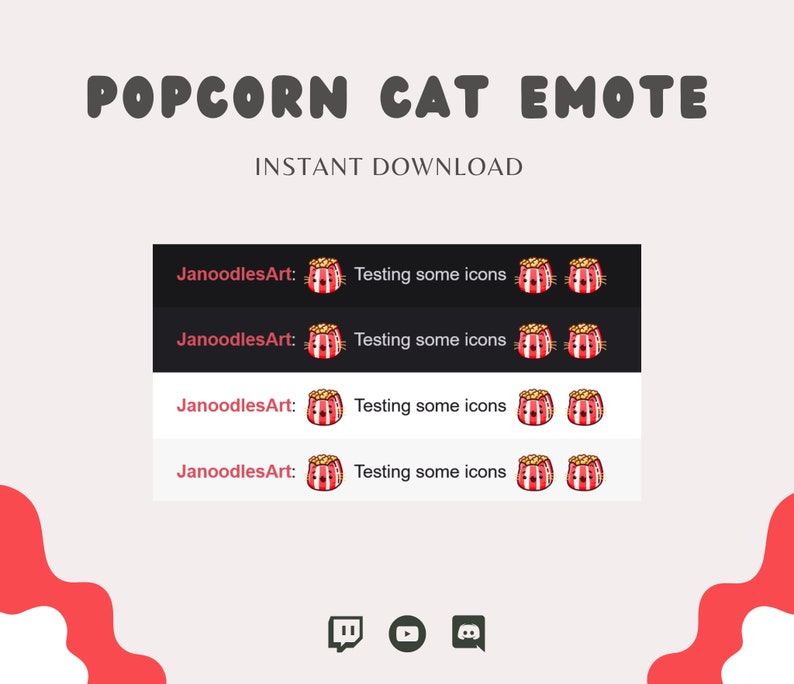 Cat Popcorn Emote Twitch Emote - Etsy