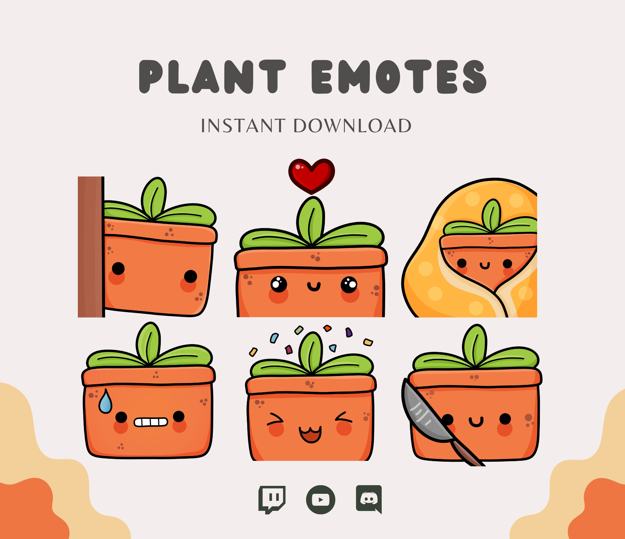 Potted Plant Flower Emote Twitch Discord Streamer Emote Pack - Etsy