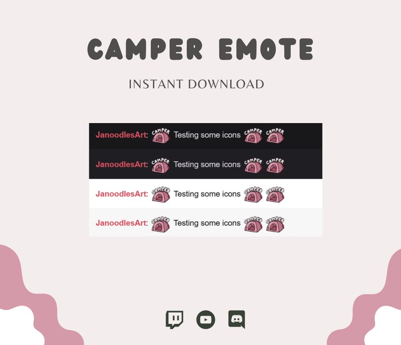 Camper Emote Twitch Camping Emote Pink - Etsy