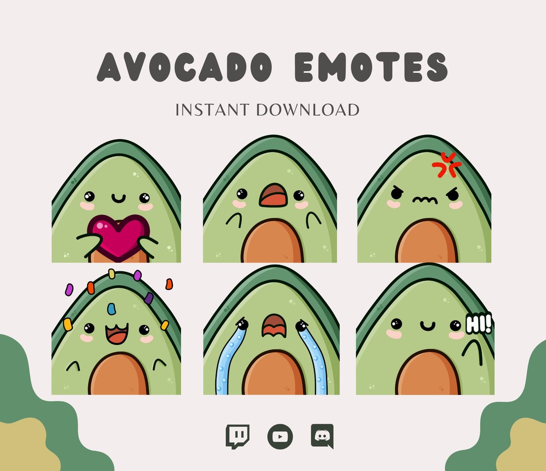 Avocado Emotes Twitch Discord Youtube Streamer Emote Pack - Etsy