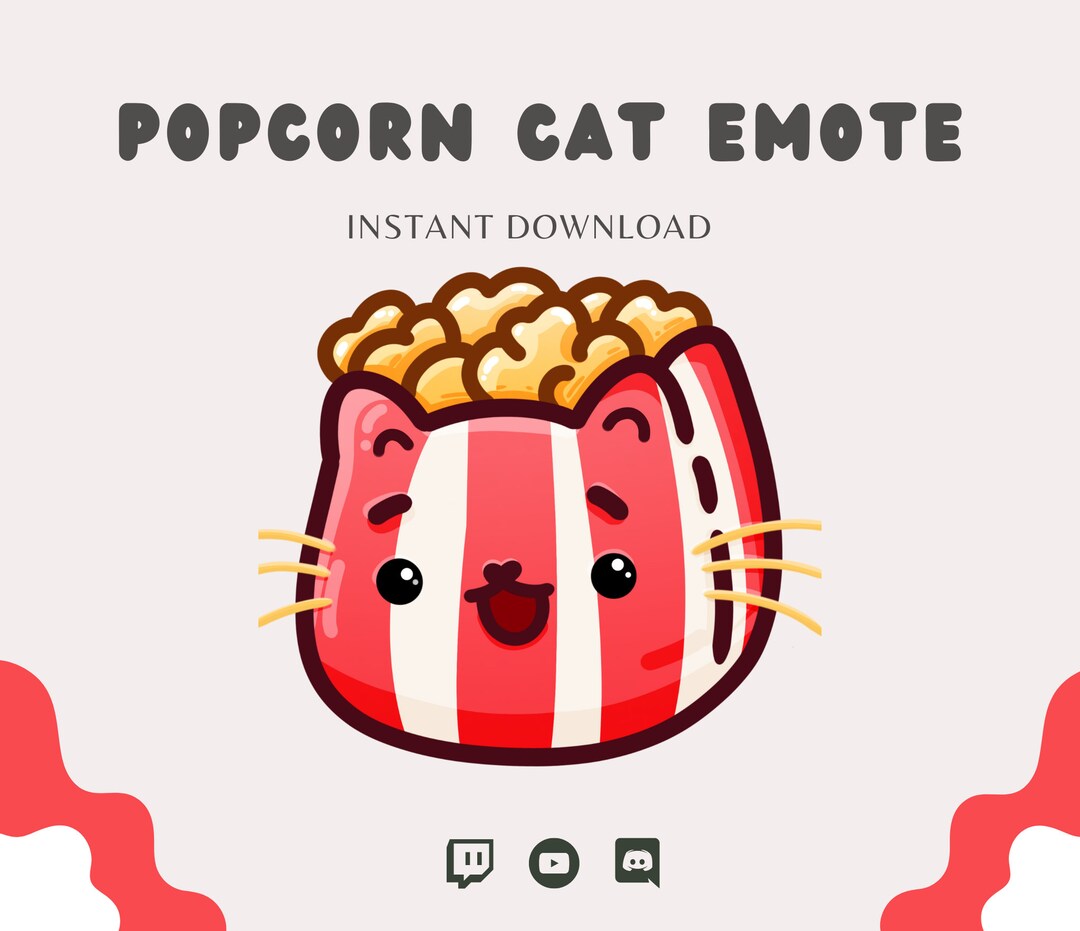 Cat Popcorn Emote Twitch Emote - Etsy
